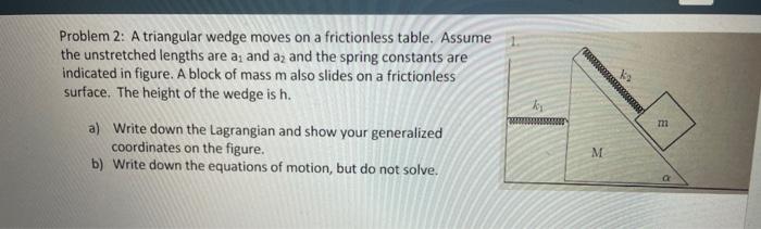 Solved Problem 2: A triangular wedge moves on a frictionless | Chegg.com
