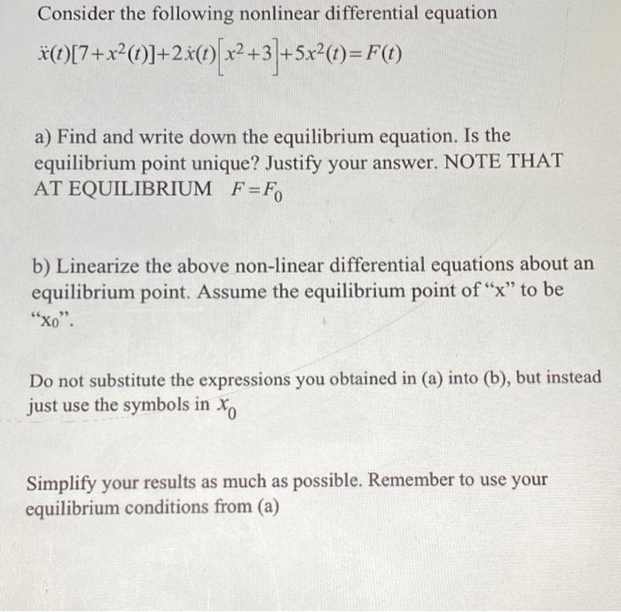 Solved Consider the following nonlinear differential | Chegg.com