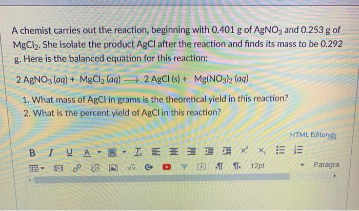 Solved A chemist carries out the reaction, beginning with | Chegg.com