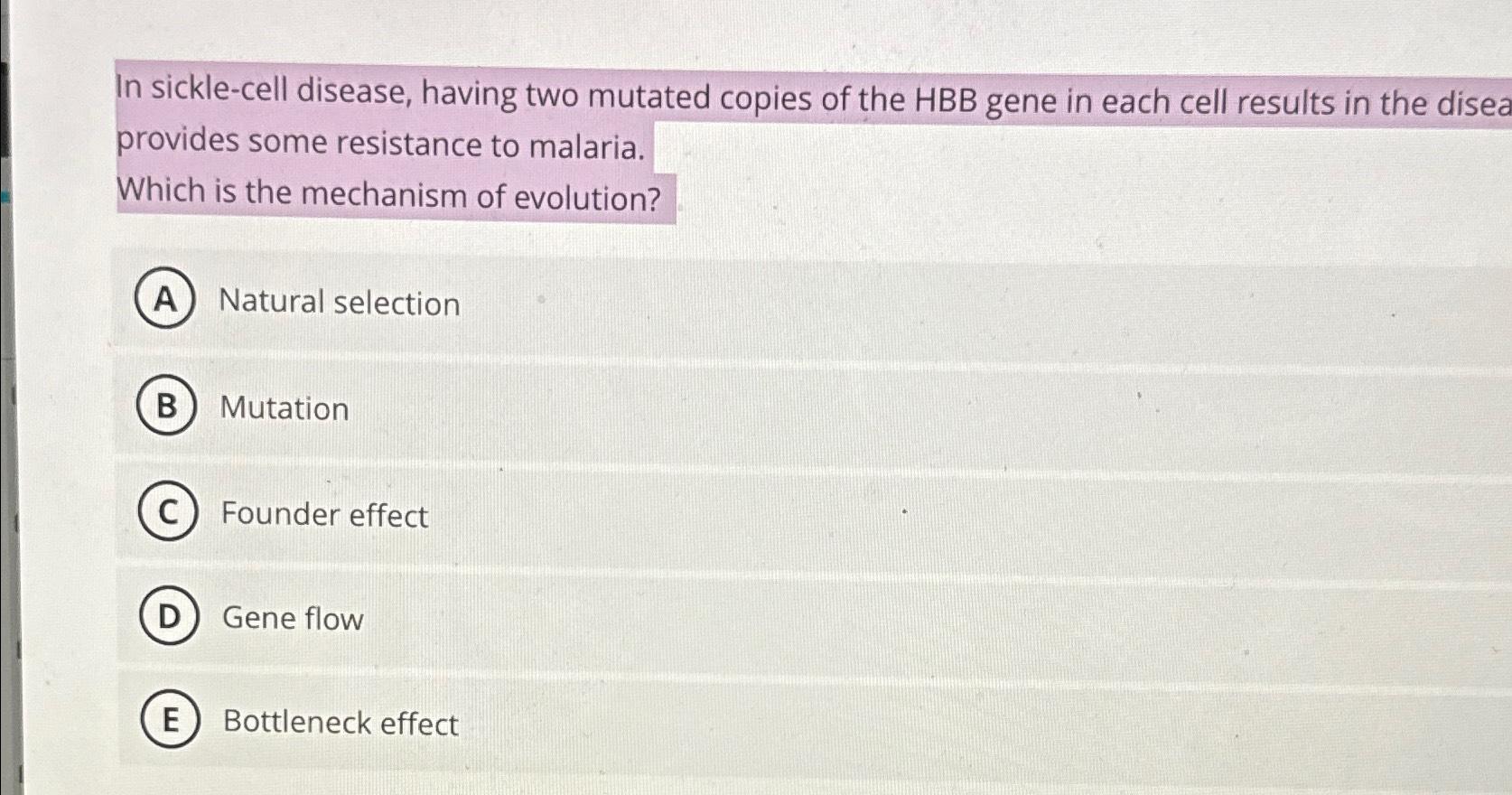 Solved In sickle-cell disease, having two mutated copies of | Chegg.com