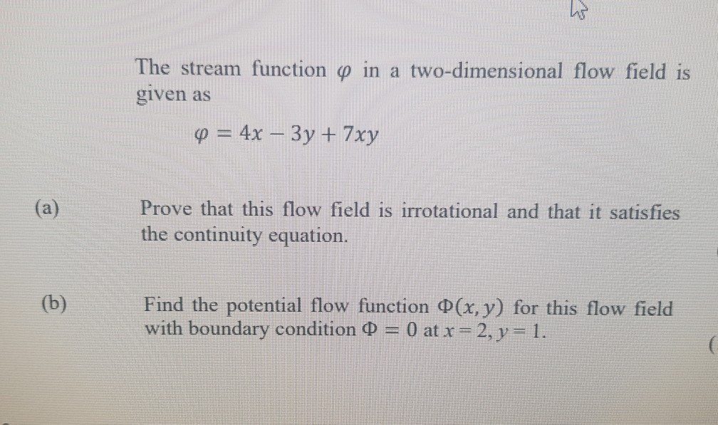 Solved W The stream function « in a two-dimensional flow | Chegg.com