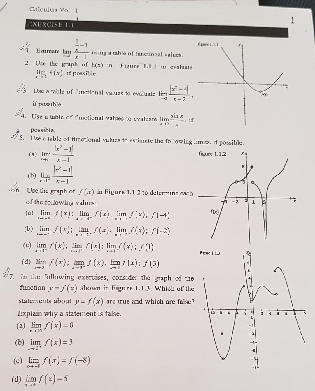 Solved Calculus Vol. 1 1 EXERCISE LI figure 1.1.1 1. | Chegg.com
