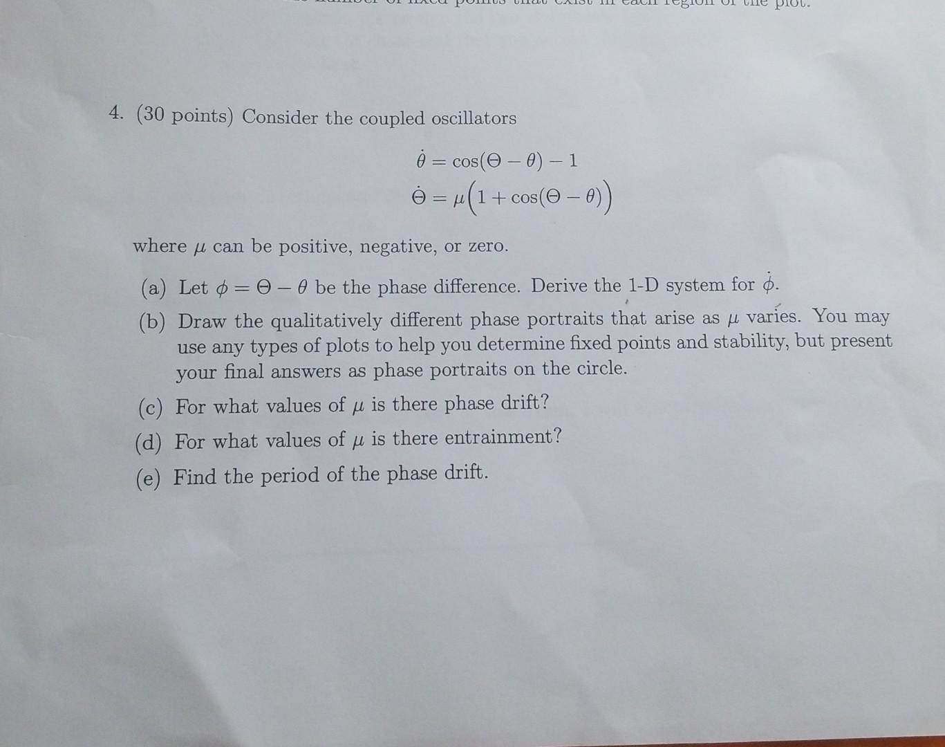 4. (30 points) Consider the coupled oscillators | Chegg.com