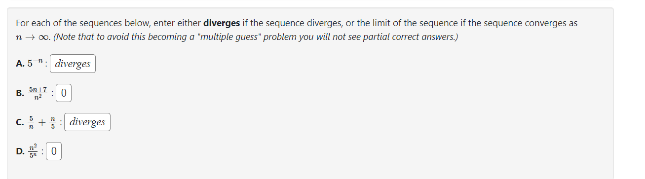 Solved For each of the sequences below, enter either | Chegg.com