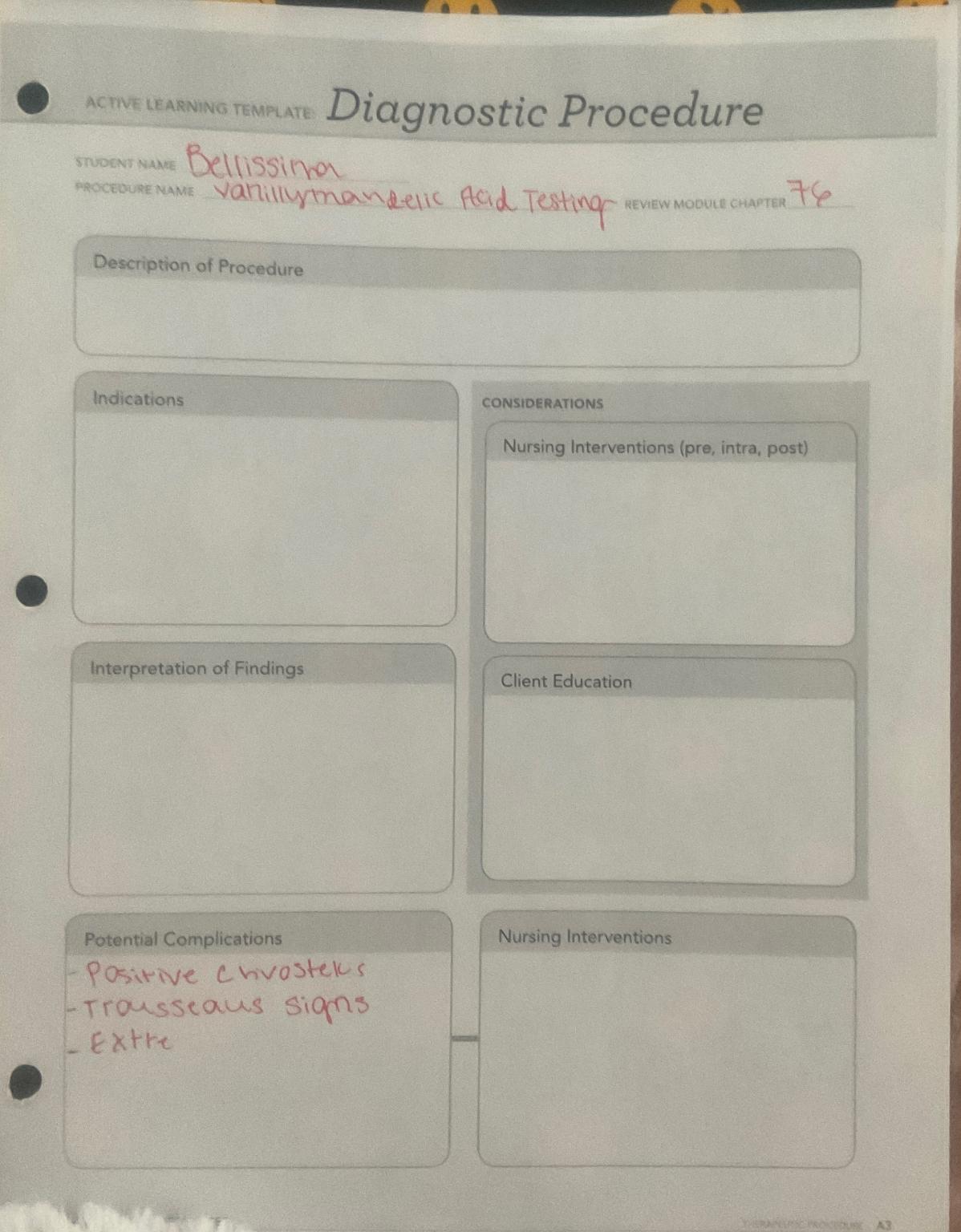 Solved acint learnno temente Diagnostic Proceduresnown mume | Chegg.com