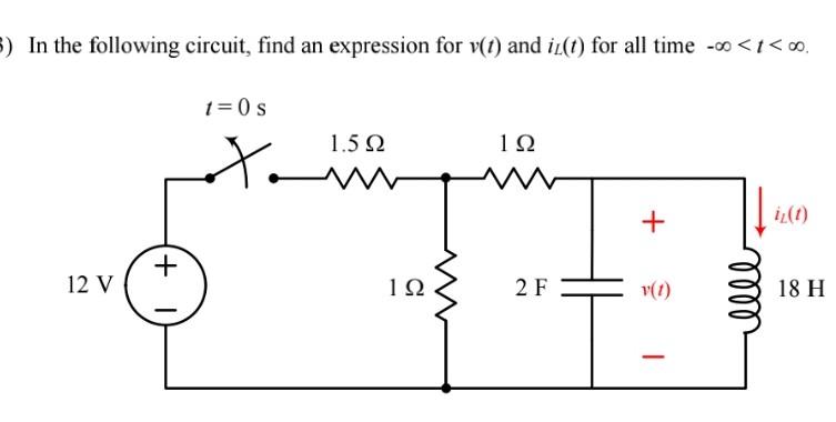 Solved In the following circuit, find an expression for v(t) | Chegg.com