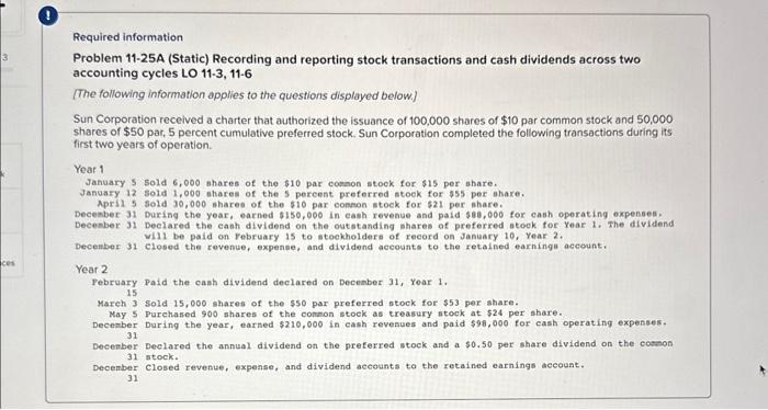 Solved Required information Problem 11-25A (Static) | Chegg.com