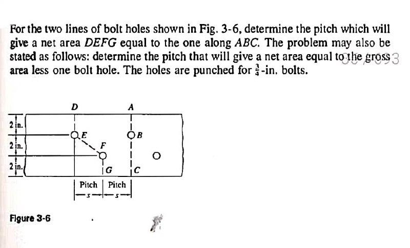 Solved For the two lines of bolt holes shown in Fig. 3-6, | Chegg.com