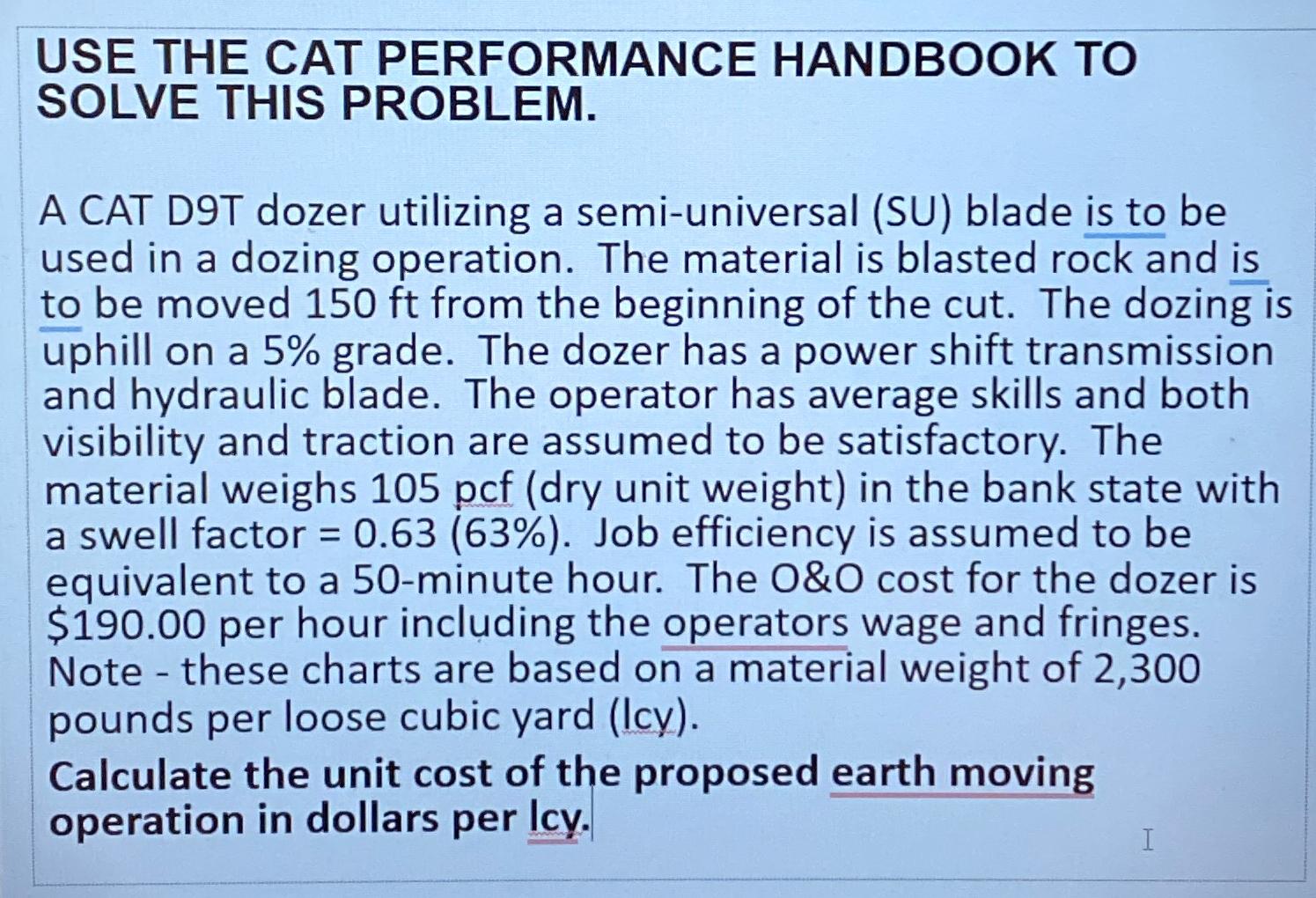 Solved USE THE CAT PERFORMANCE HANDBOOK TO SOLVE THIS | Chegg.com