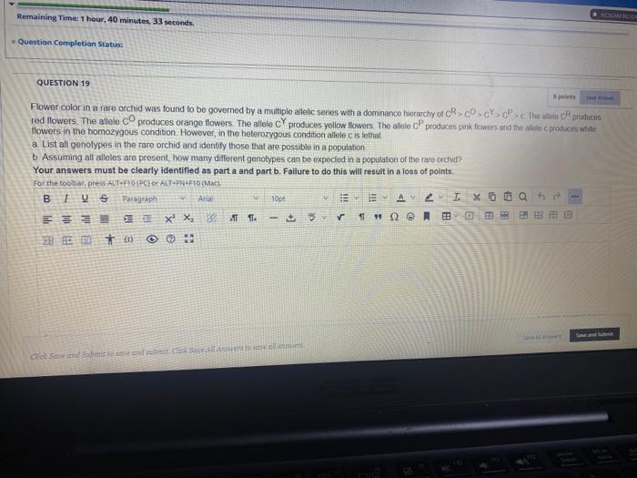 Solved Question completion Status QUESTION 19 Flower color | Chegg.com