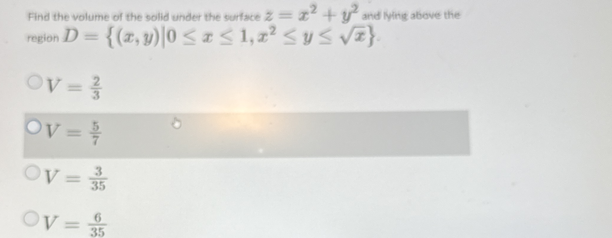 Solved Find the volume of the solid under the surface | Chegg.com