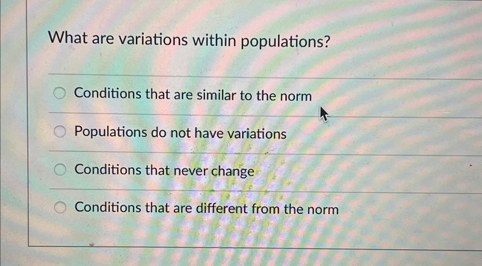 Solved What are variations within populations?Conditions | Chegg.com