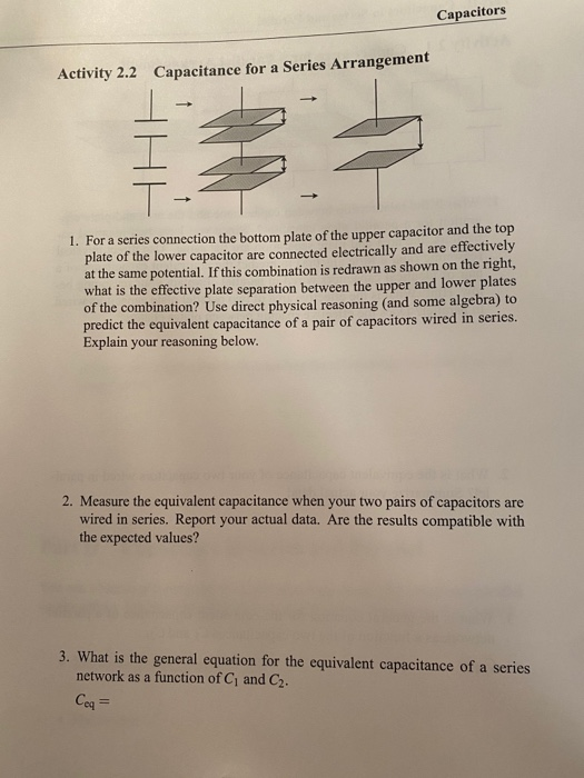 Solved Part II. Capacitors in Series and Parallel Activity | Chegg.com