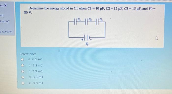 Solved on2 1 ed Determine the energy stored in C1 when CI - | Chegg.com