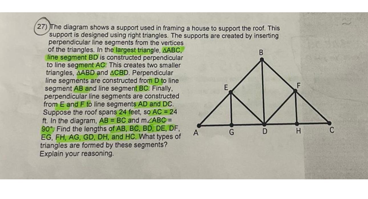 Solved The diagram shows a support used in framing a house | Chegg.com