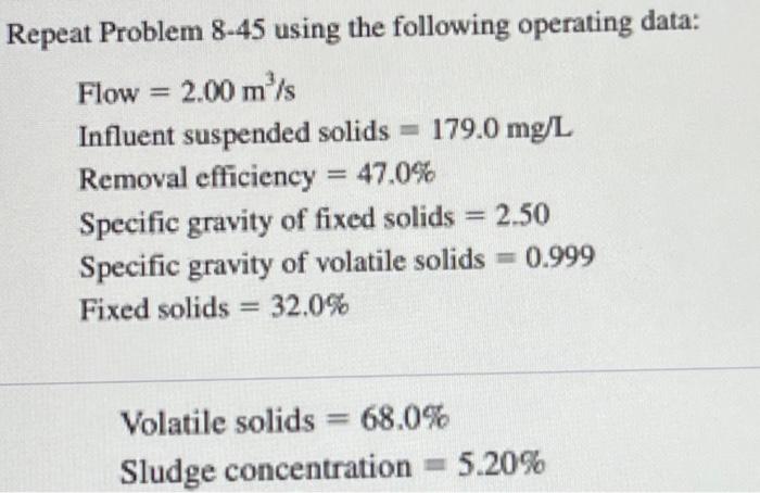 determine the daily and annual primary sludge | Chegg.com