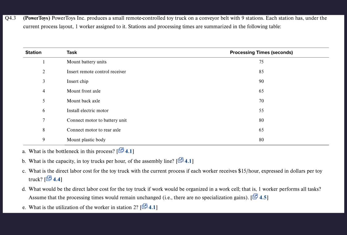 Solved Q4.3 (PowerToys) ﻿PowerToys Inc. produces a small | Chegg.com