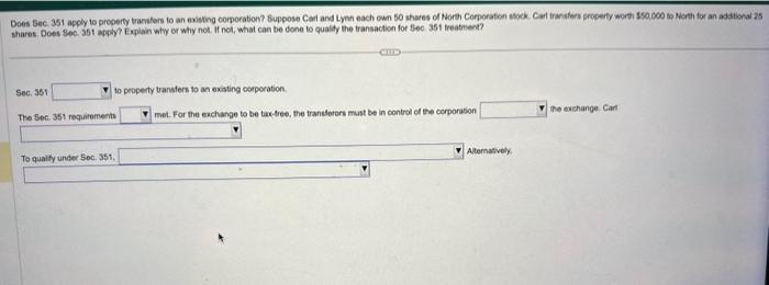 Solved shares. Dees Sec. 351 apply? Explain why or why not. | Chegg.com