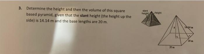 Solved 3. Determine the height and then the volume of this | Chegg.com