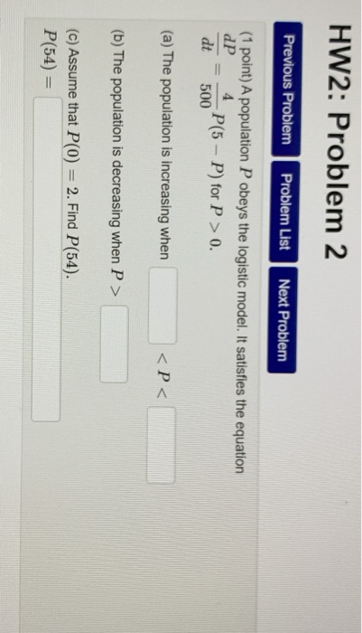 Solved Hw2 Problem 2 Previous Problem Problem List Next 