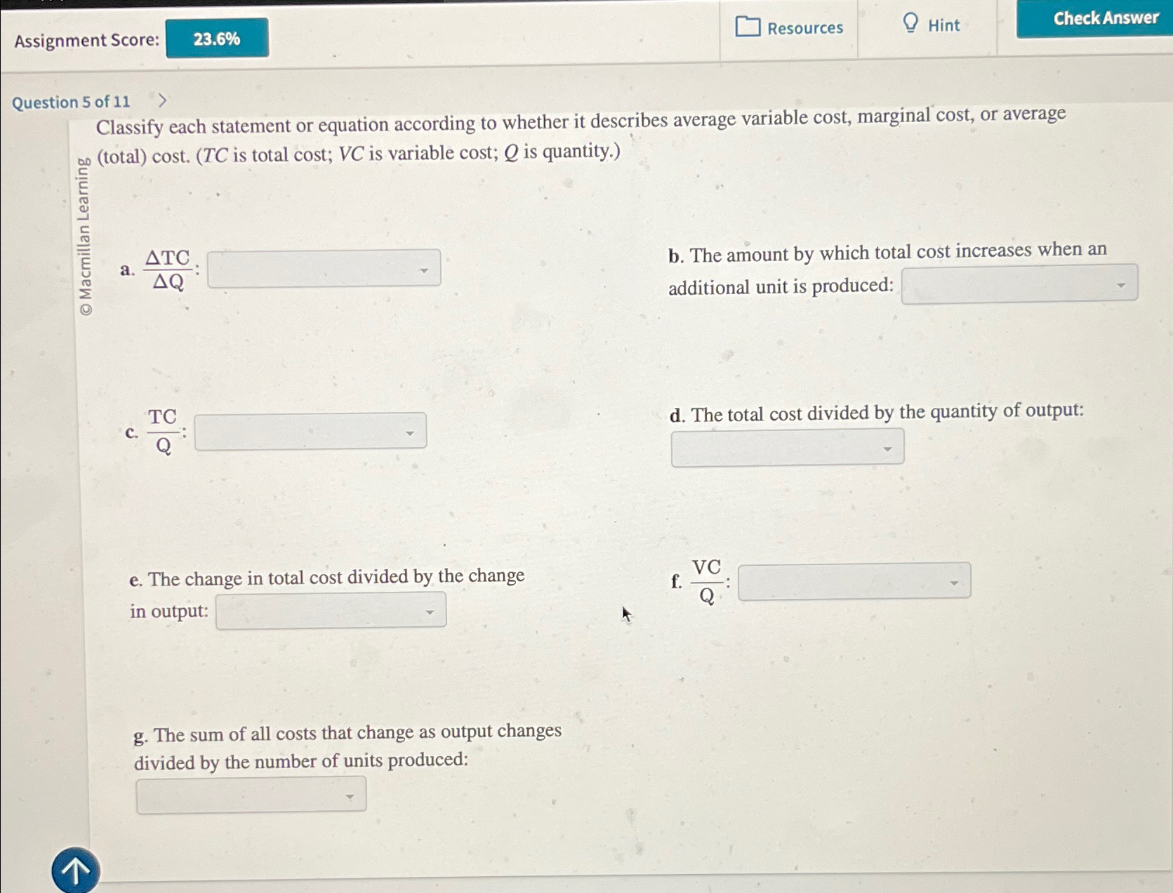 Solved Assignment Score:ResourcesHintQuestion 5 ﻿of | Chegg.com