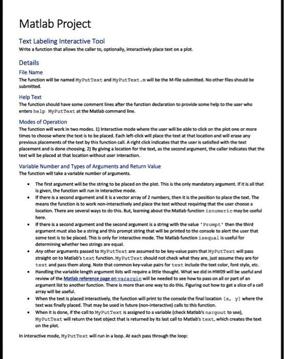 Matlab Project Text Labeling Interactive Tool Write a | Chegg.com