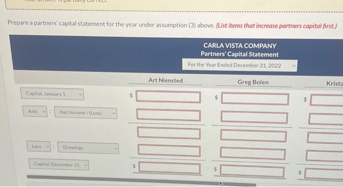 Solved Prepare a partners' capital statement for the year | Chegg.com