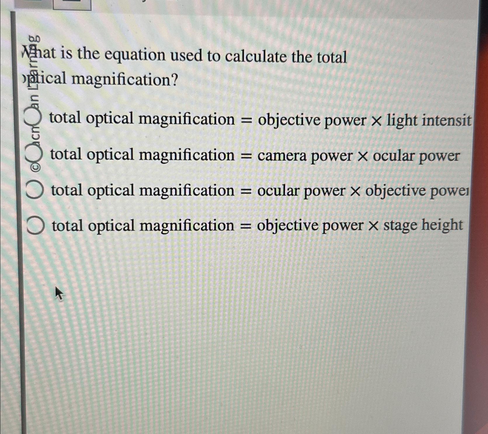 Solved Not is the equation used to calculate the total tical | Chegg.com