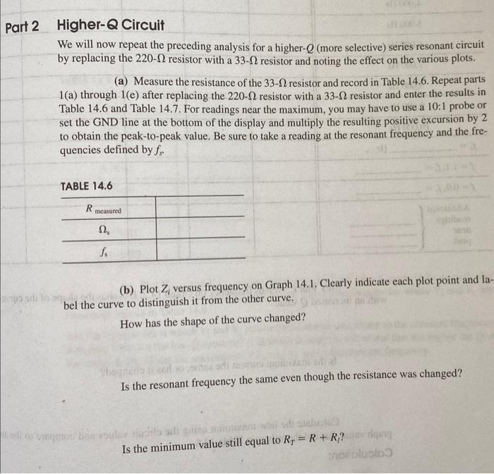 Solved 2 Higher-Q Circuit We will now repeat the preceding | Chegg.com