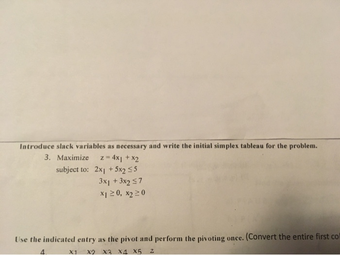 Solved Introduce slack variables as necessary and write the | Chegg.com