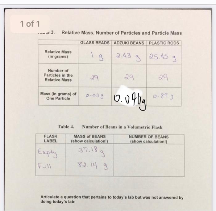 Solved 5. Calculate the actual mass (in grams) of a single | Chegg.com