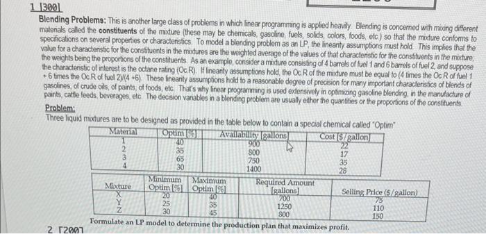 Solved Blending Problems: This is another large class of | Chegg.com