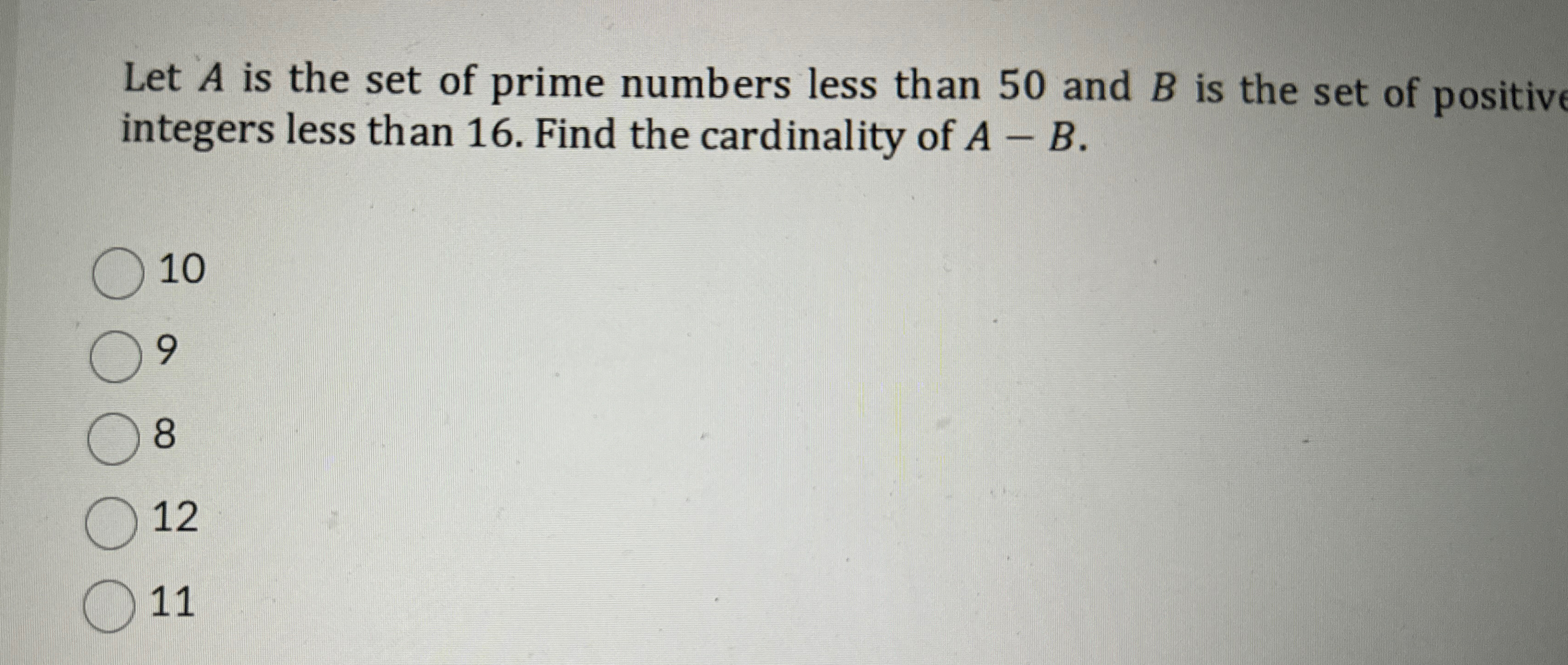 Solved Let A ﻿is the set of prime numbers less than 50 ﻿and | Chegg.com