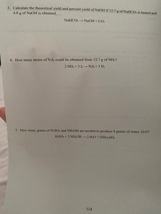 Solved 3. Calculate the theoretical yield and percent yield | Chegg.com
