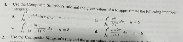 Solved Use the Composite Simpson's rule and the given values | Chegg.com