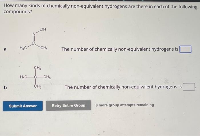 Solved How many kinds of chemically non-equivalent hydrogens | Chegg.com