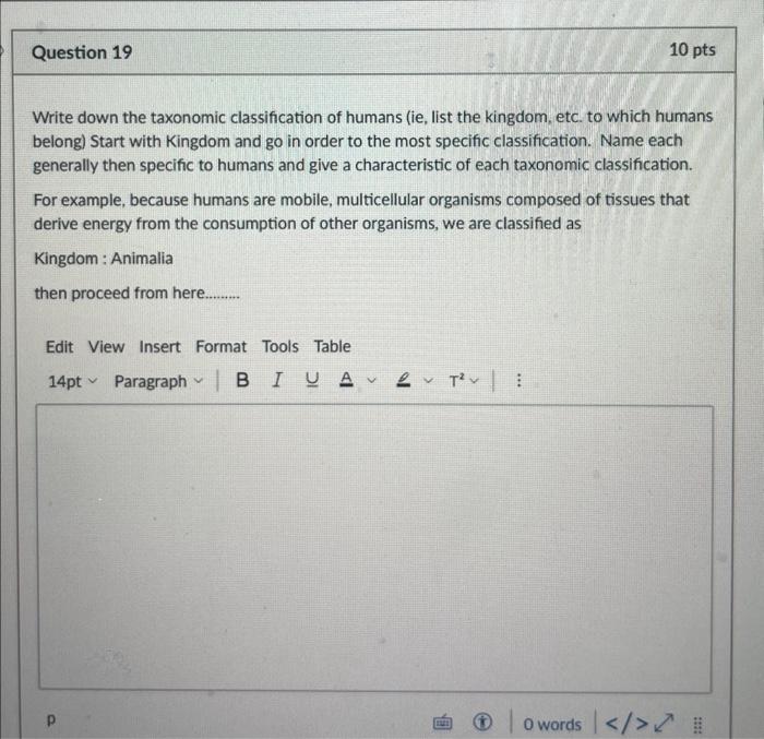 Write down the taxonomic classification of humans | Chegg.com