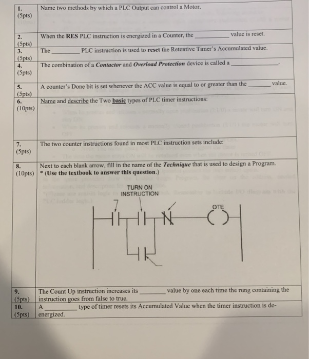 Solved Name two methods by which a PLC Output can control a | Chegg.com
