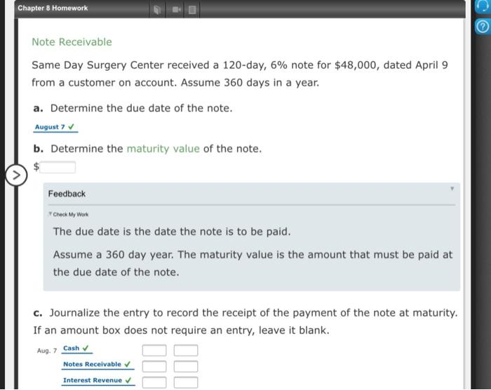 Solved Chapter 8 Homework Note Receivable Same Day Surgery | Chegg.com