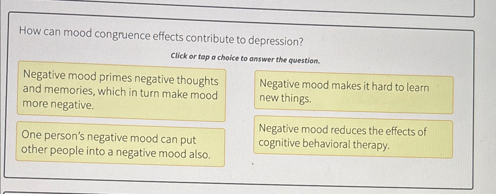 How can mood congruence effects contribute to | Chegg.com