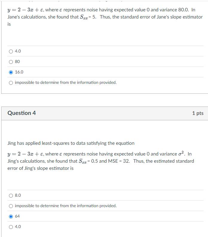[Solved]: Joe has applied least-squares to data satisfying