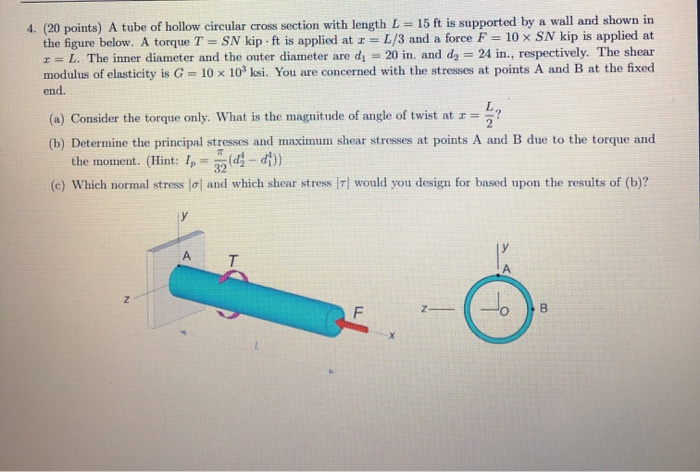 Solved 4. (20 points) A tube of hollow circular cross | Chegg.com