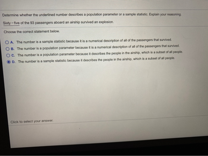 Solved Determine whether the underlined number describes a | Chegg.com