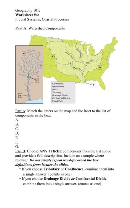 Solved Geography 101: Worksheet \#4: Fluvial Systems; | Chegg.com