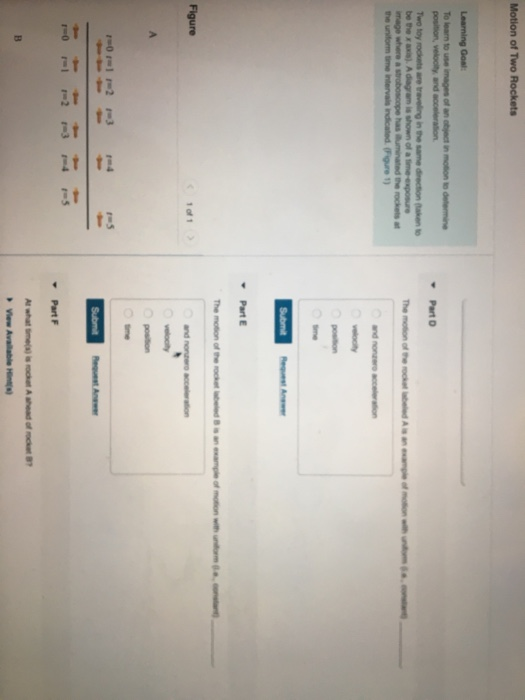 Solved Motion of Two Rockets Part Learning Goal: To learn to | Chegg.com