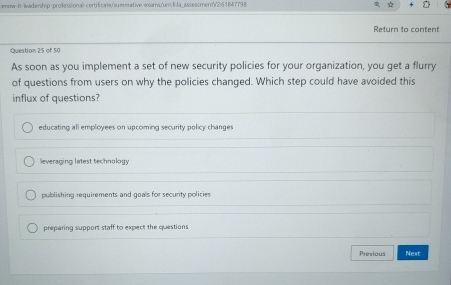 Solved Return to contentQuestion 25 ﻿of 50As soon as you | Chegg.com