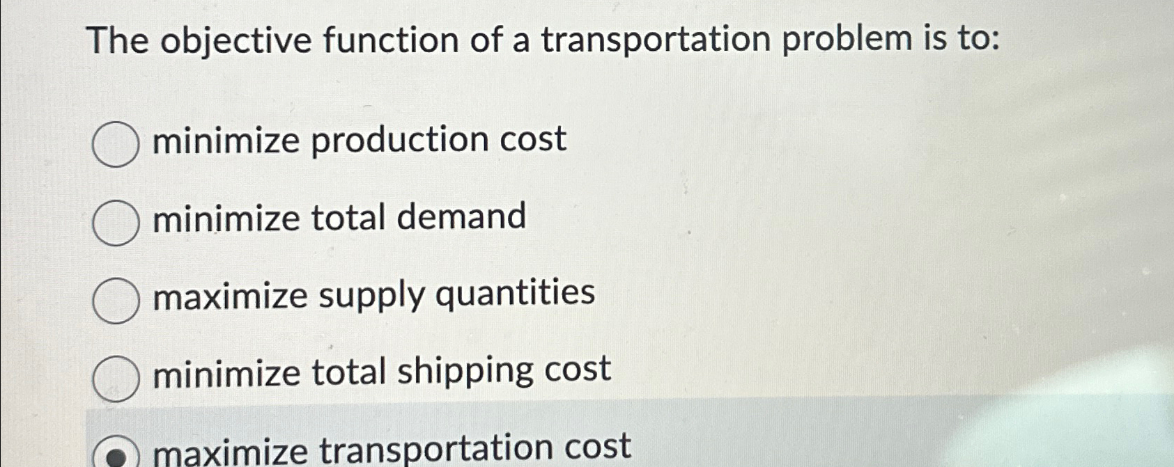 Solved The objective function of a transportation problem is | Chegg.com