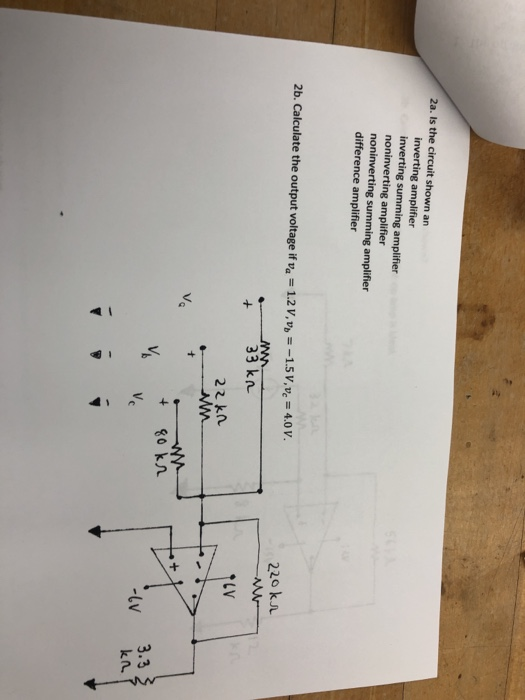 Solved 2a. Is the circuit shown an inverting amplifier | Chegg.com