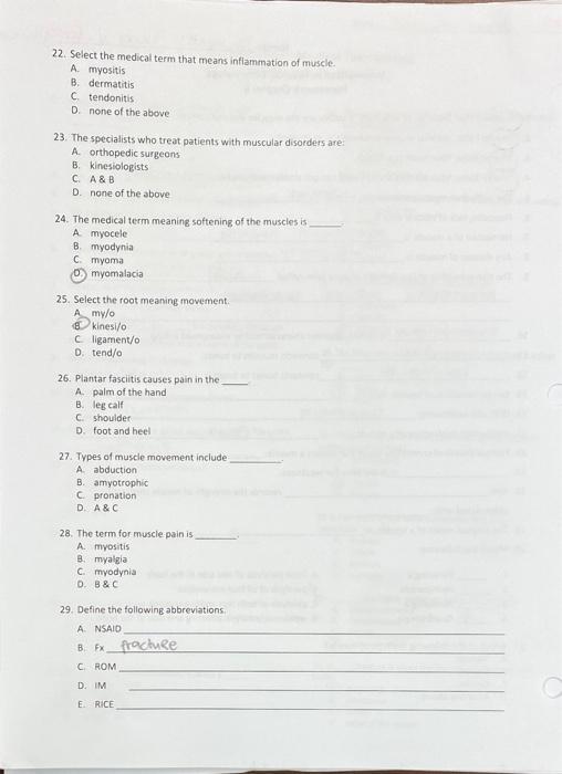 Solved 6. Flaccidity, lack of muscle tone is 7. Herniation | Chegg.com