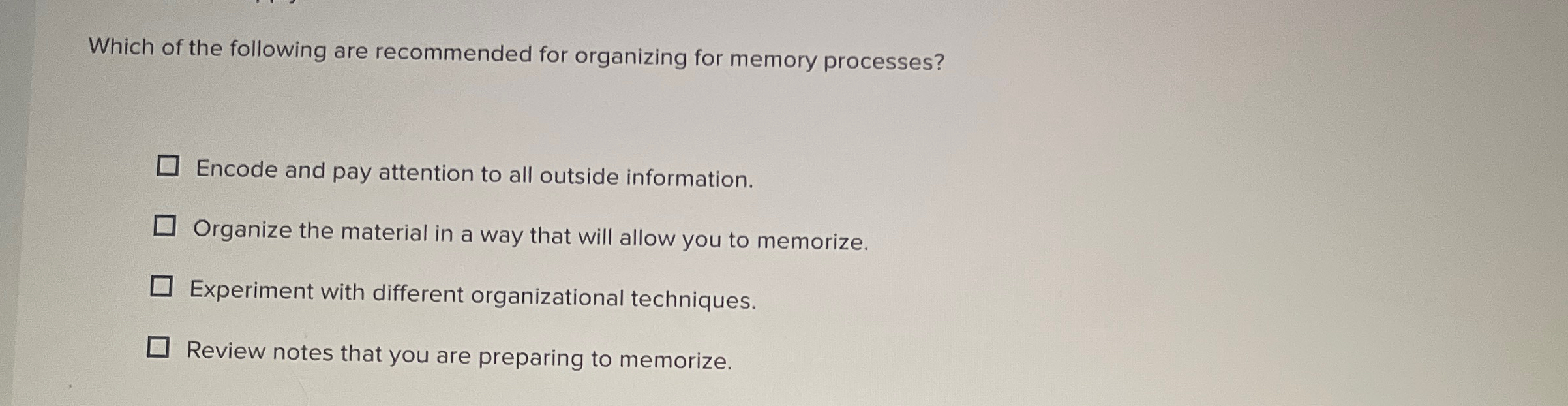 Solved Which of the following are recommended for organizing | Chegg.com